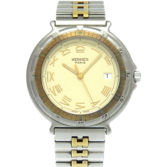 Hermes | Accessories | Hermes Quartz Captain Nimo Watch Ss Beige ...